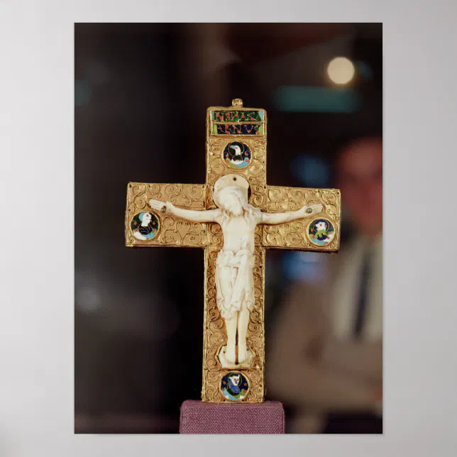 Reliquary crucifix, ivory Christ on gold cross Poster | Zazzle