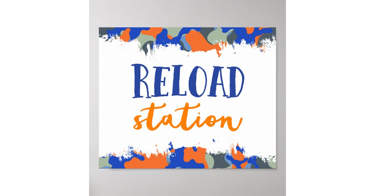 Reload Station Sign | Dart Gun Party | Zazzle