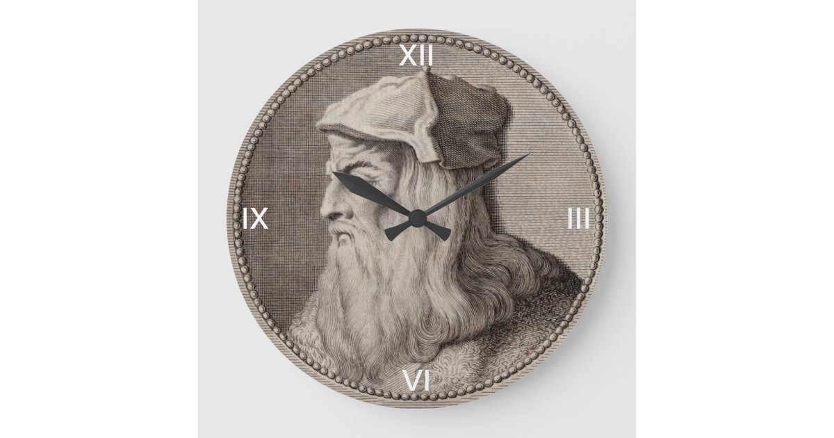 reloj de pared leonardo da vinci large clock | Zazzle