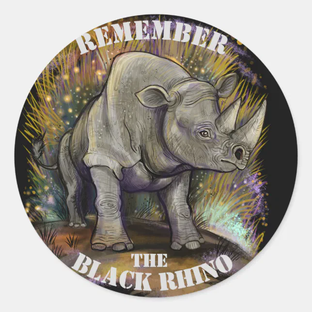 Remember Black Rhino Classic Round Sticker | Zazzle
