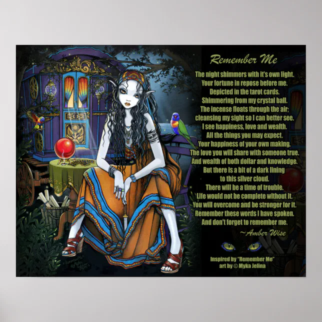 Remember Me Gypsy Fortune Teller Poem Poster | Zazzle