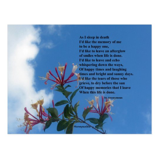 Remember Me Poem Postcard | Zazzle.com