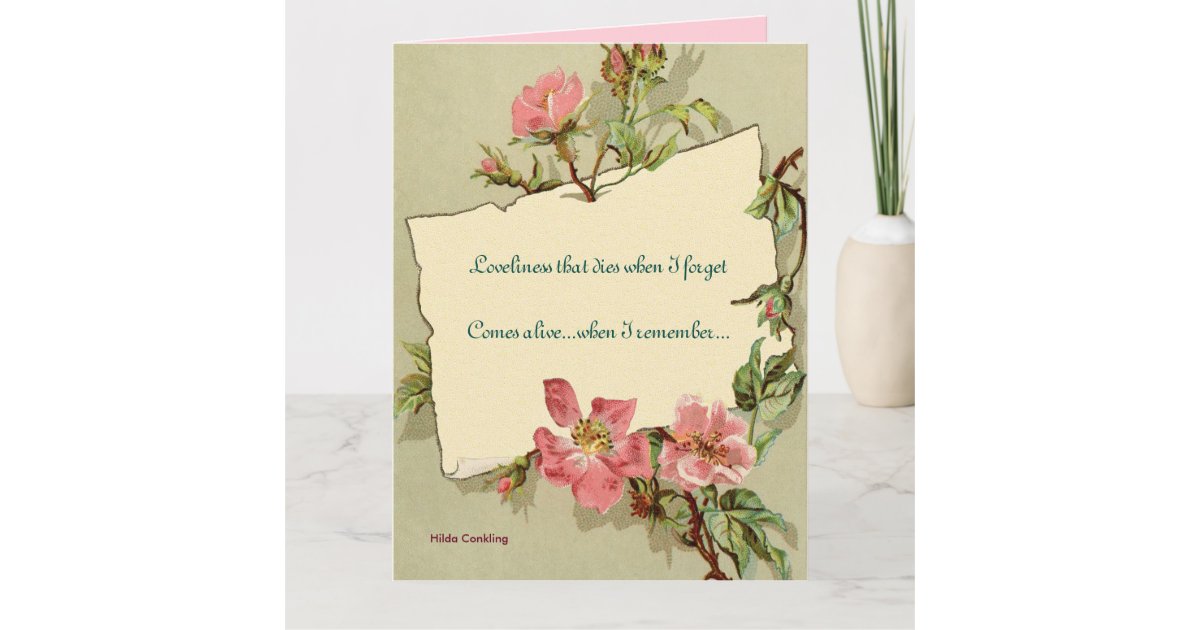 Remember Pink Roses Quote Greeting Card | Zazzle