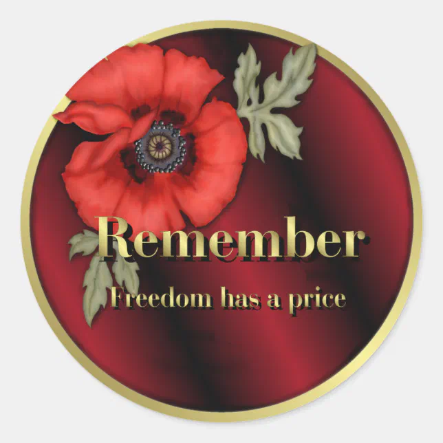 Remember Poppy Classic Round Sticker | Zazzle