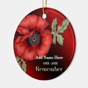 Remember Poppy - Customize Ceramic Ornament | Zazzle