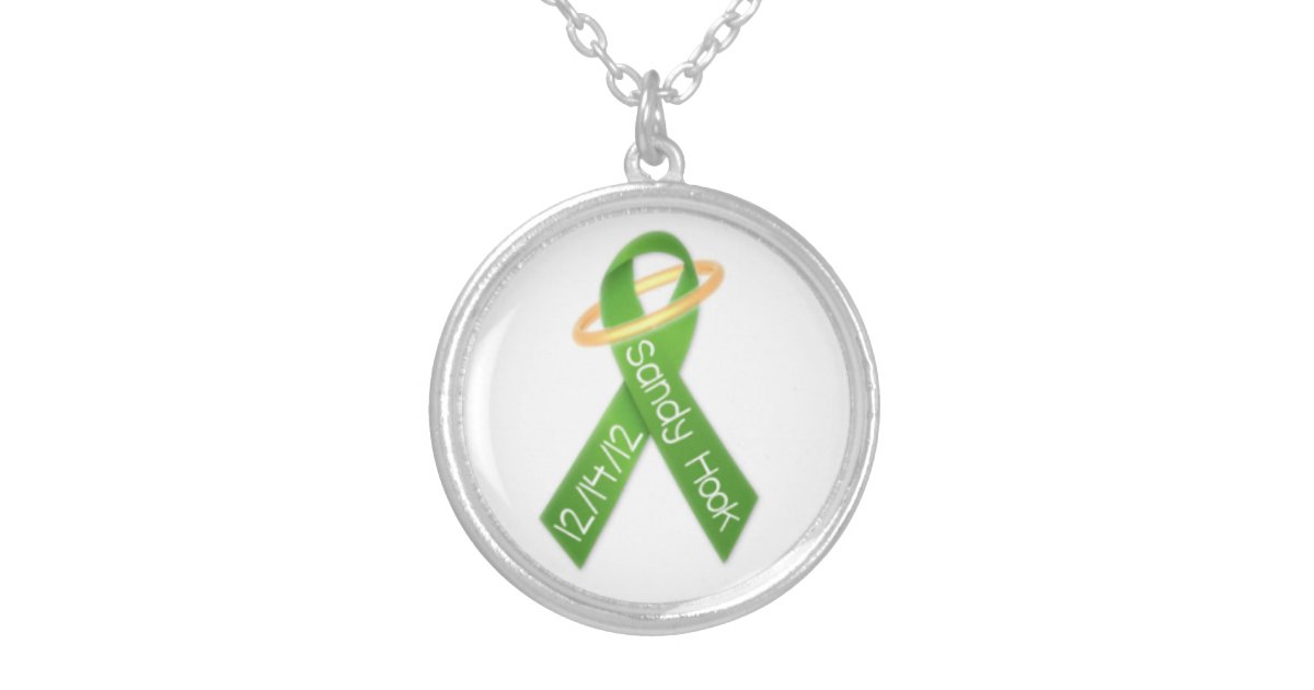 Remember Sandy hook 12/14/12 green ribbon necklace | Zazzle