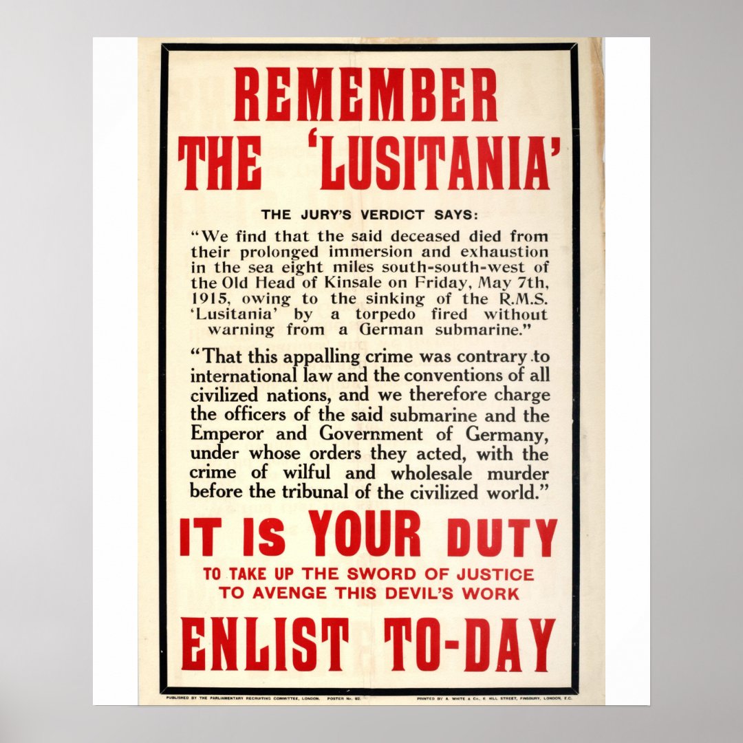 Remember the 'Lusitania'_Propaganda Poster | Zazzle