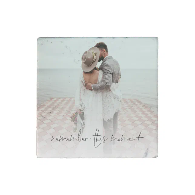 Remember This Moment Photo Newlywed Memento Stone Magnet | Zazzle
