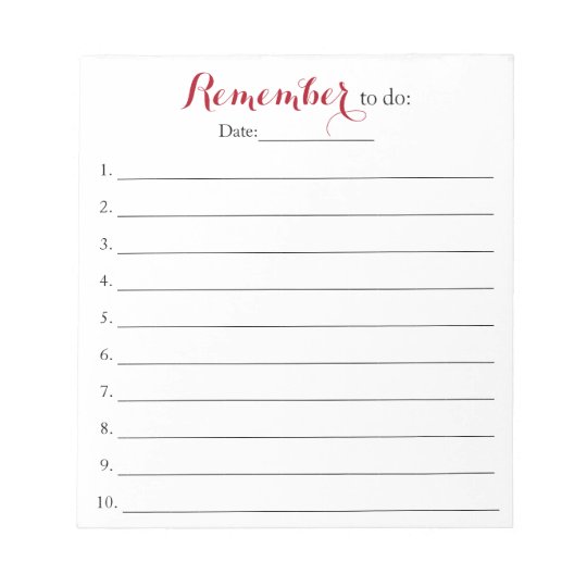 Remember To Do List Organizer with Date Notepad | Zazzle.com