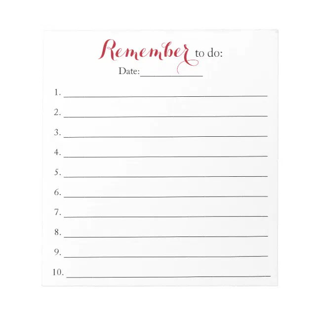 Remember To Do List Organizer with Date Notepad | Zazzle