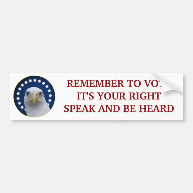 Remember to Vote, It's Your Right Bumper Sticker | Zazzle