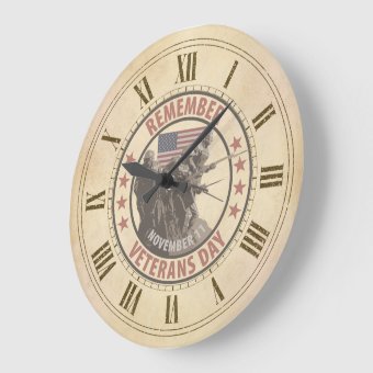 Remember Veterans Day Large Clock | Zazzle