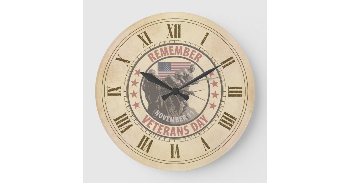 Remember Veterans Day Large Clock | Zazzle