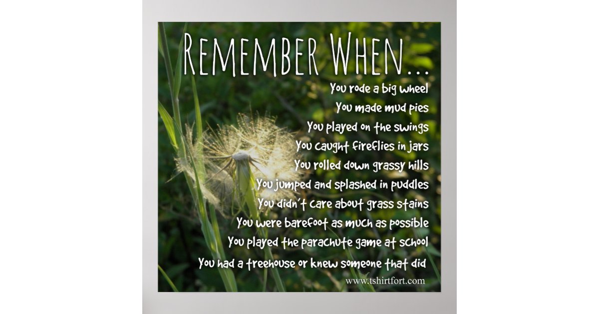 Remember When Childhood Memories Poster | Zazzle