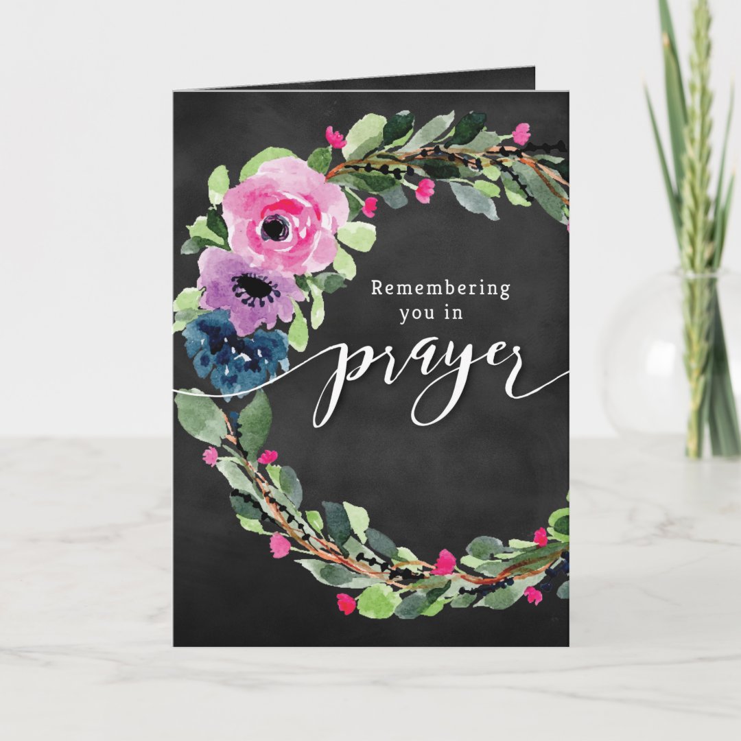 Remembering you in Prayer with Floral Wreath Card | Zazzle