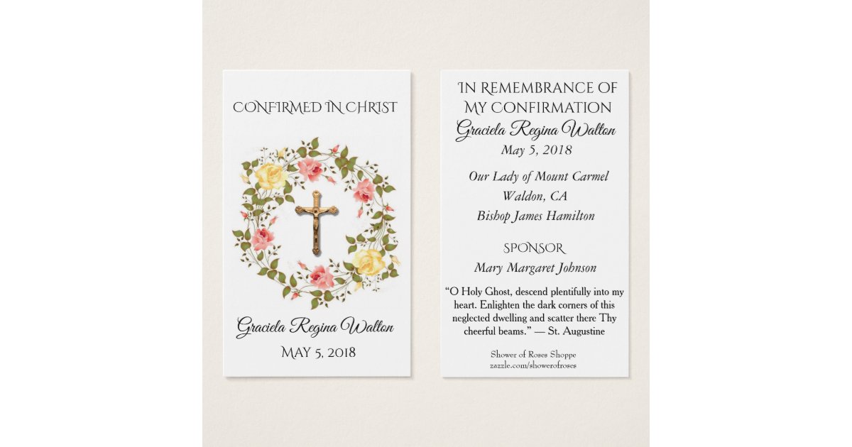 Remembrance Confirmation Crucifix Rose Holy Card - | Zazzle
