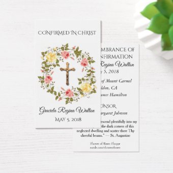 Remembrance Confirmation Crucifix Rose Holy Card - | Zazzle