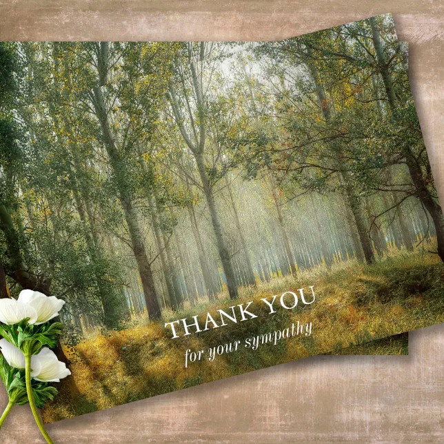 Remembrance Forest Sympathy Funeral Thank You Card | Zazzle