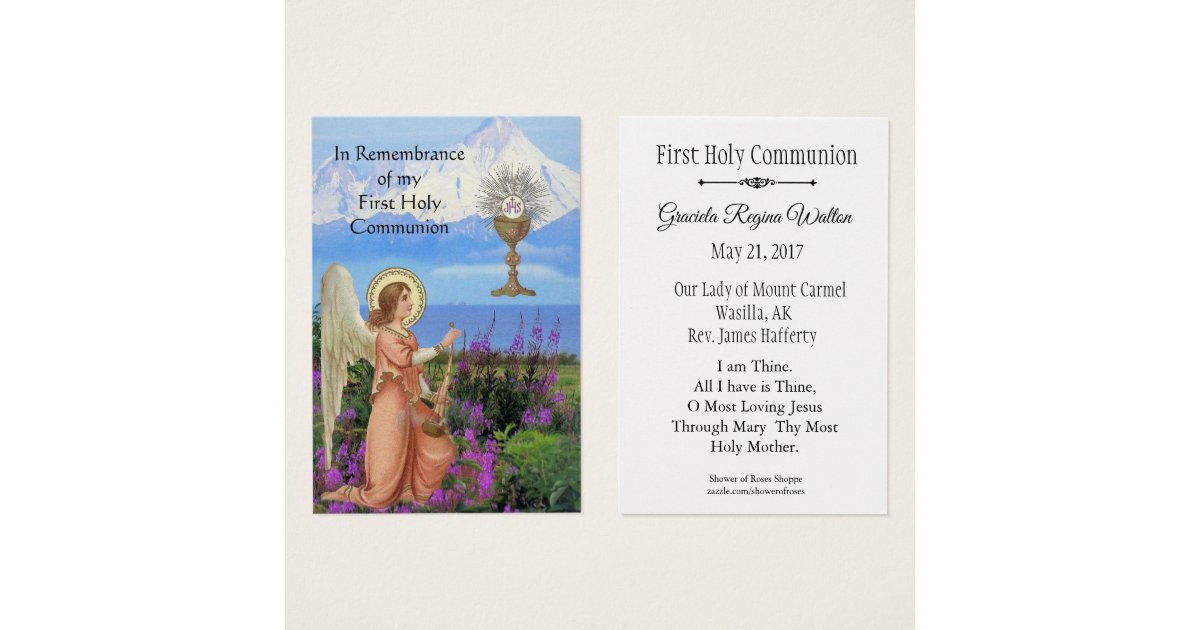 Remembrance Holy Card for First Holy Communion | Zazzle