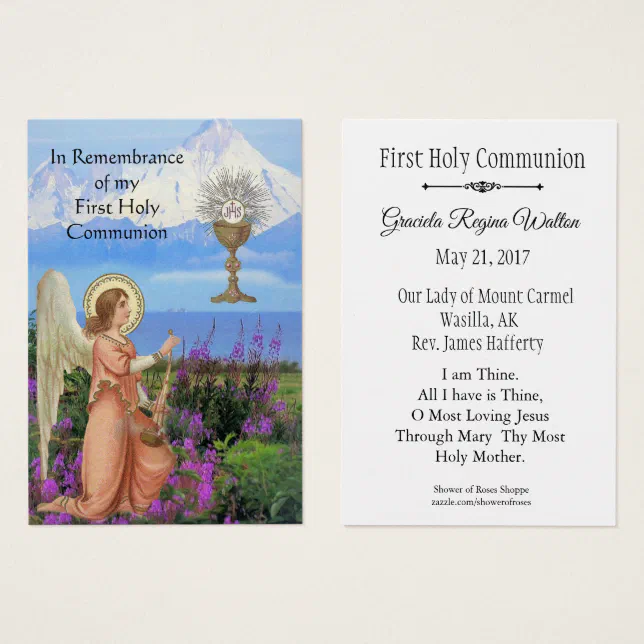 Remembrance Holy Card for First Holy Communion | Zazzle