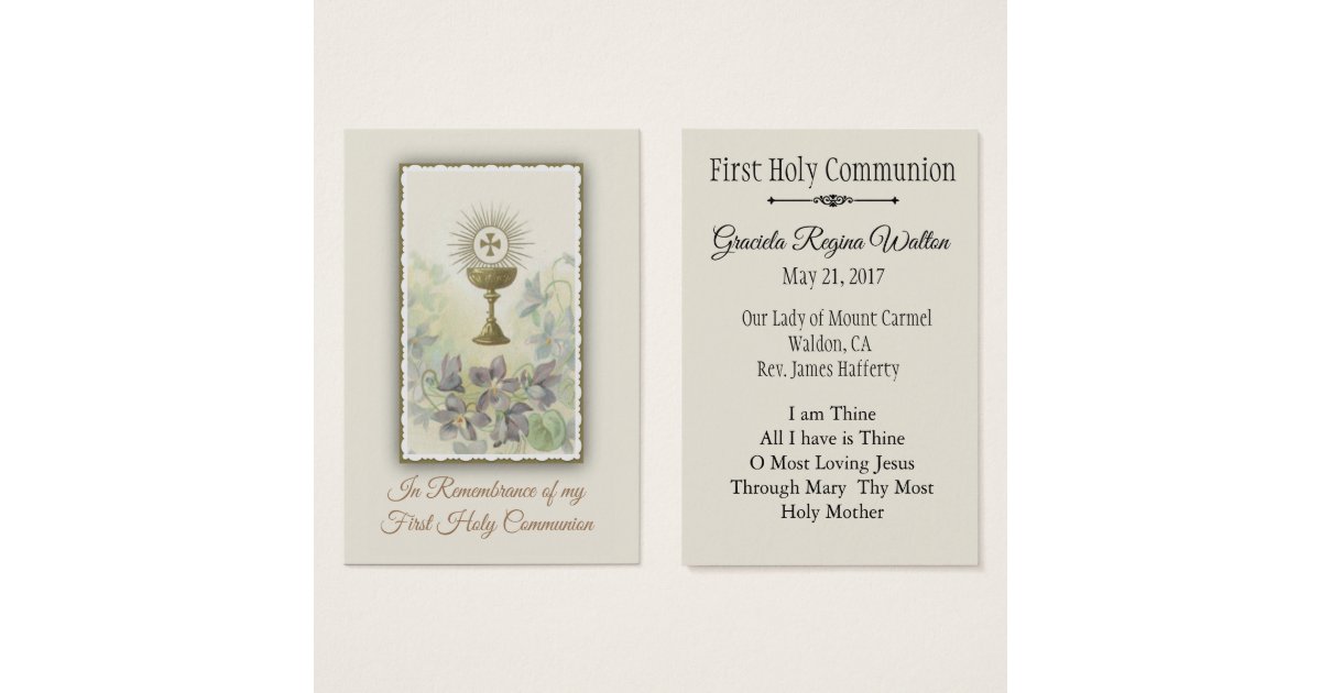Remembrance Holy Card for First Holy Communion | Zazzle