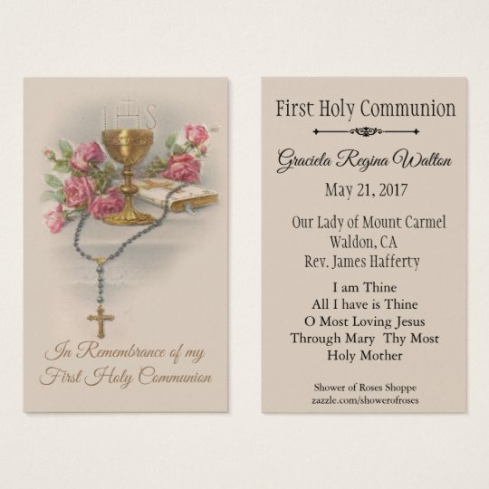 Remembrance Holy Card for First Holy Communion | Zazzle.com