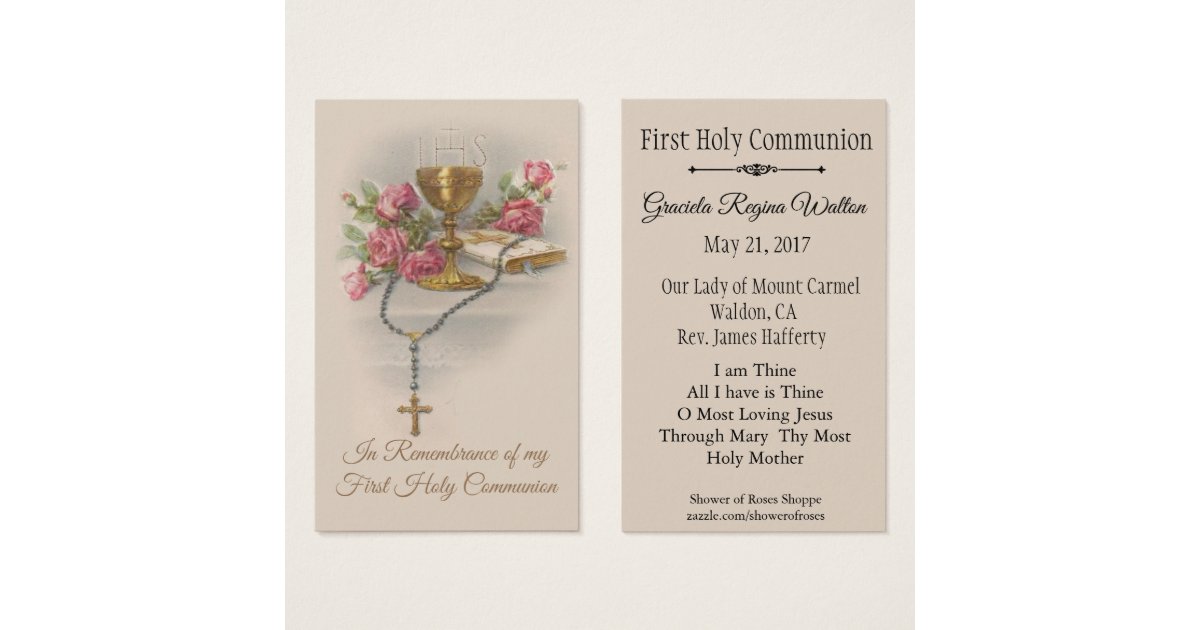 Remembrance Holy Card for First Holy Communion | Zazzle