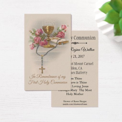 Remembrance Holy Card for First Holy Communion | Zazzle