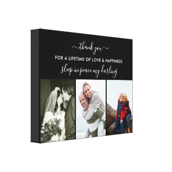 Remembrance Photo Collage Sleep in Peace Black Canvas Print | Zazzle