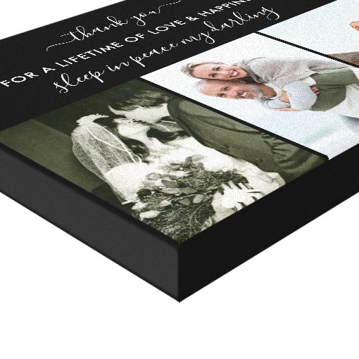 Remembrance Photo Collage Sleep in Peace Black Canvas Print | Zazzle