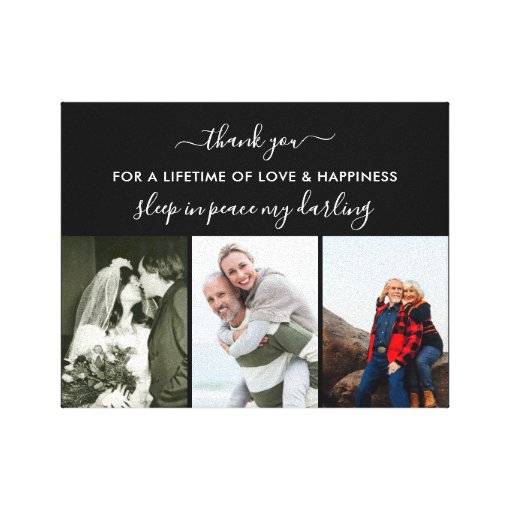 Remembrance Photo Collage Sleep in Peace Black Canvas Print | Zazzle
