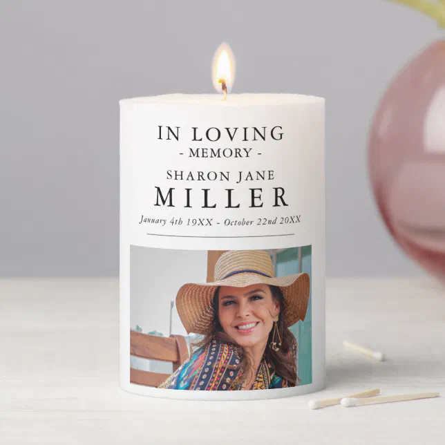 Remembrance Photo Memorial Pillar Candle | Zazzle