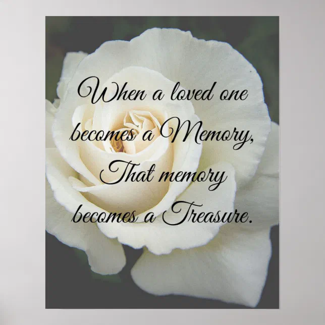 Remembrance sign, Missing you, white rose Poster | Zazzle