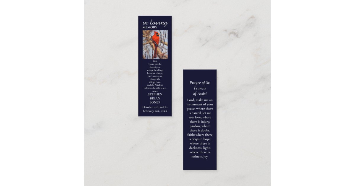 Remembrance Sympathy Cardinal Painting Prayer Calling Card | Zazzle