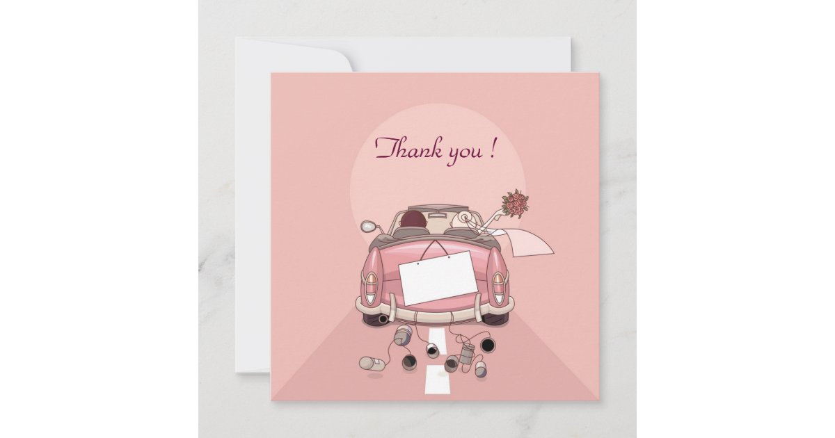 remerciement wedding car thank you card | Zazzle
