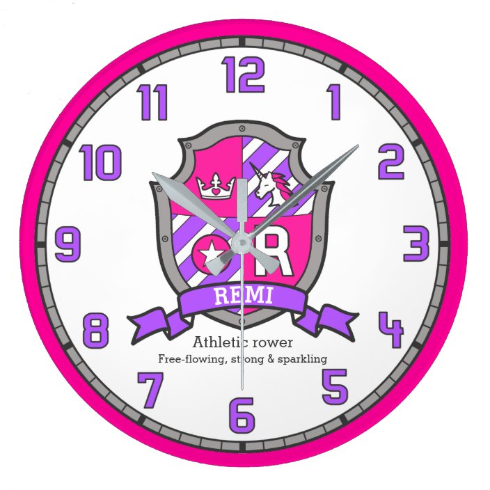 Remi letter R name meaning heraldry knights shield Large Clock | Zazzle.com