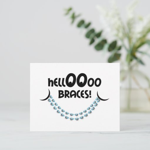 Reminder Orthodontic Appointment Hello Braces Blue Postcard | Zazzle