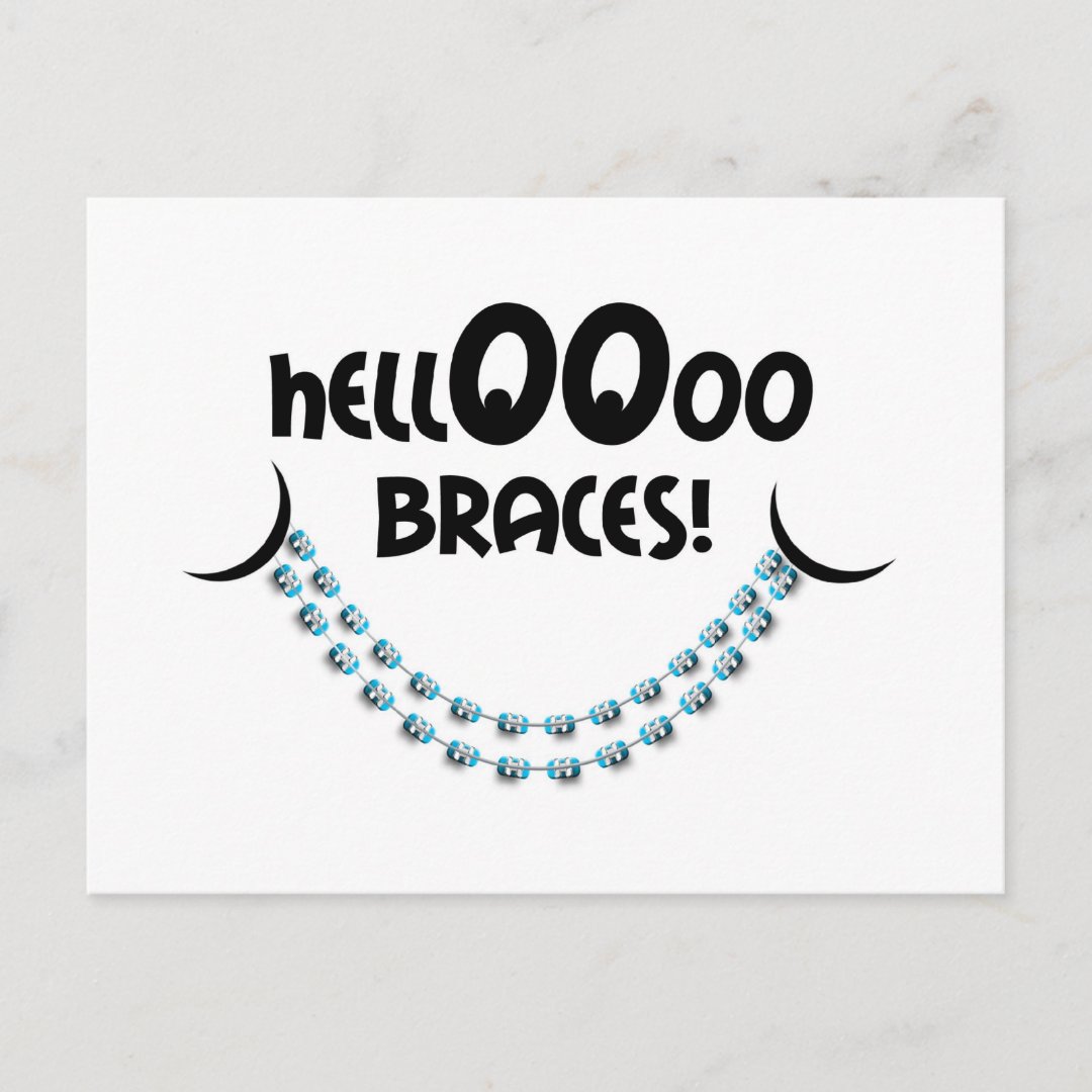 Reminder Orthodontic Appointment Hello Braces Blue Postcard | Zazzle