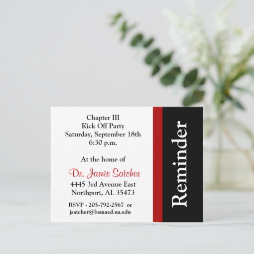 Reminder Post card5 Invitation Postcard | Zazzle