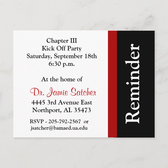 Reminder Post card5 Invitation Postcard | Zazzle.com