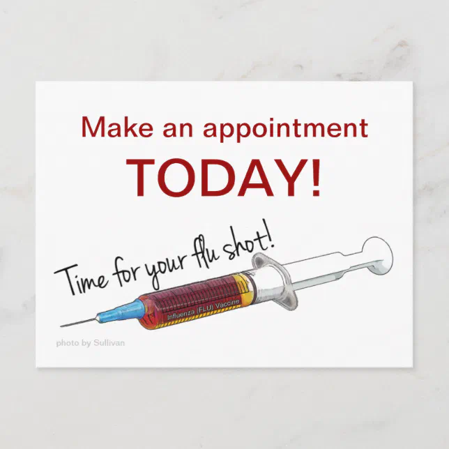 Reminder to schedule a flu shot postcard | Zazzle