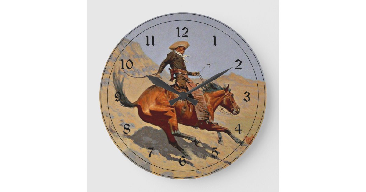 Remington: The Cowboy, Large Clock | Zazzle