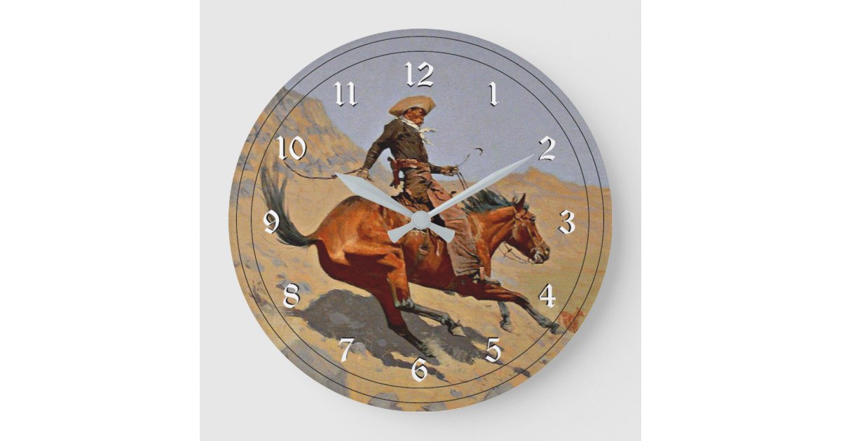 Remington - The Cowboy Large Clock | Zazzle