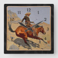 Remington: The Cowboy, Square Wall Clock | Zazzle