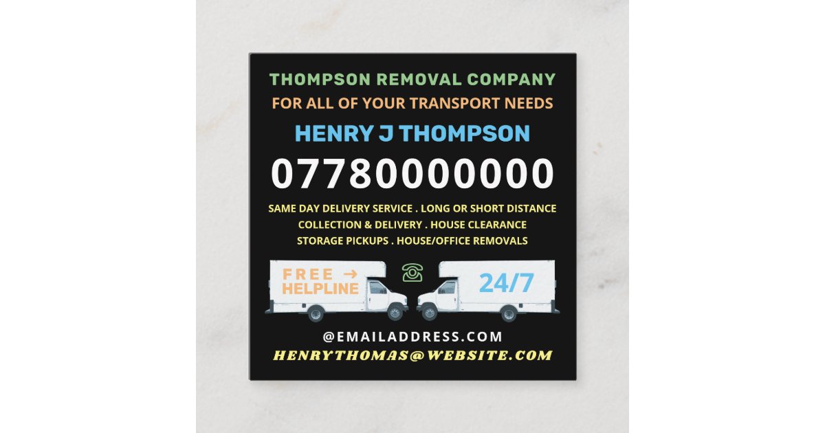 Removal Company Mini Advertising Square Business Card | Zazzle