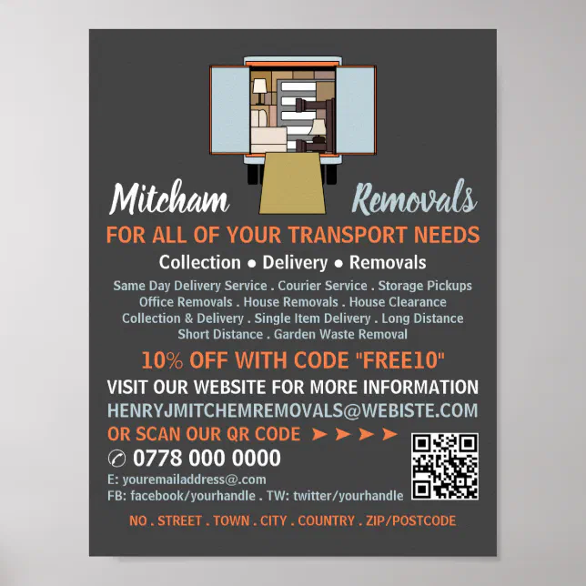 Removal Van Design, Removal Company Advertising Poster | Zazzle