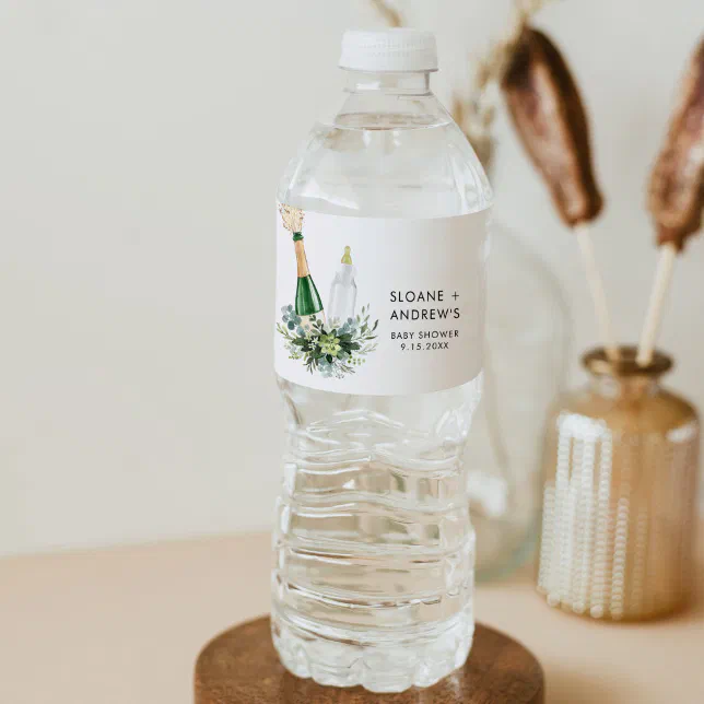 REMY Poppin Bottles Baby Shower Water Bottle Label | Zazzle