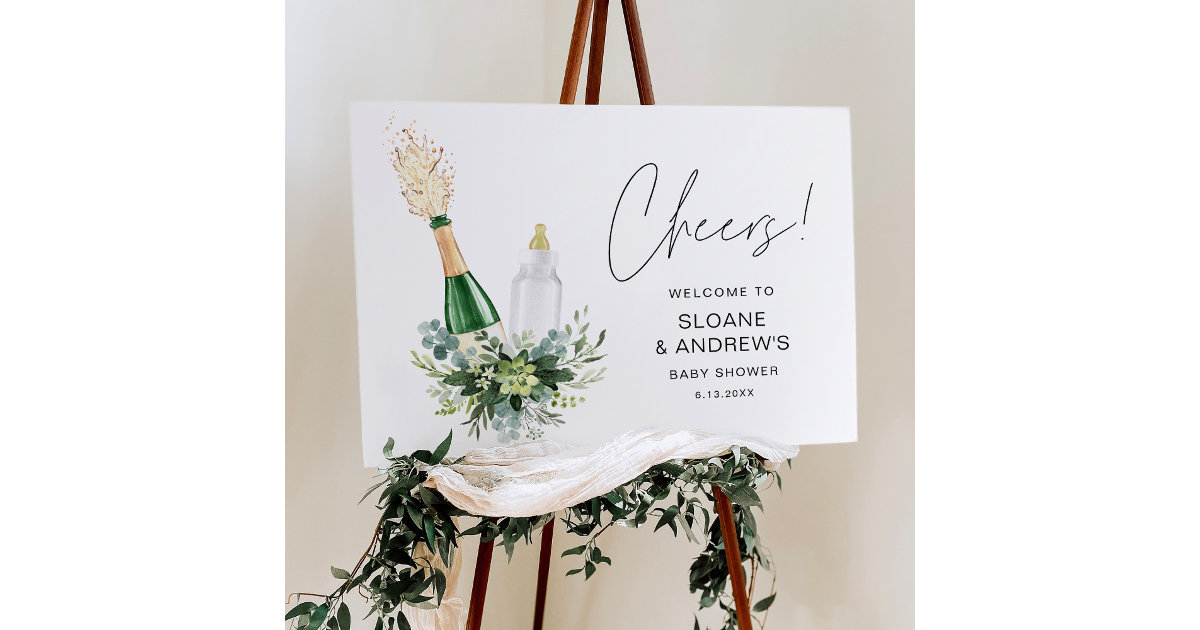 REMY Poppin Bottles Baby Shower Welcome 18x24 Foam Board | Zazzle