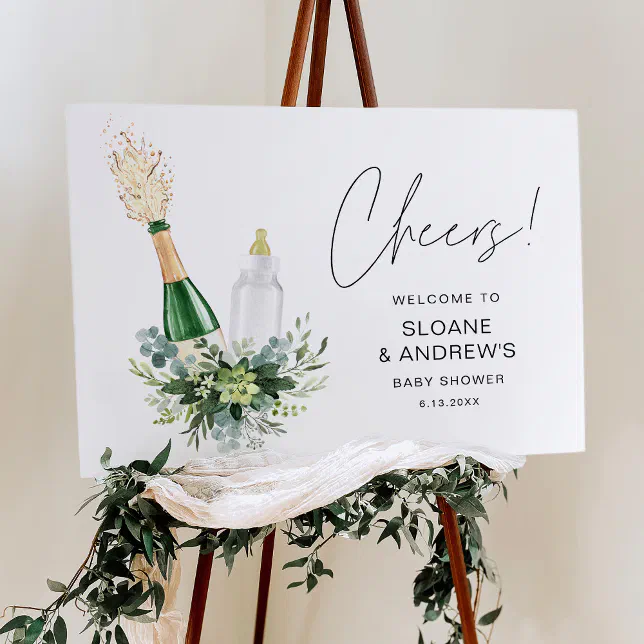 REMY Poppin Bottles Baby Shower Welcome 18x24 Foam Board | Zazzle