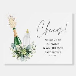 REMY Poppin Bottles Baby Shower Welcome 18x24 Foam Board | Zazzle